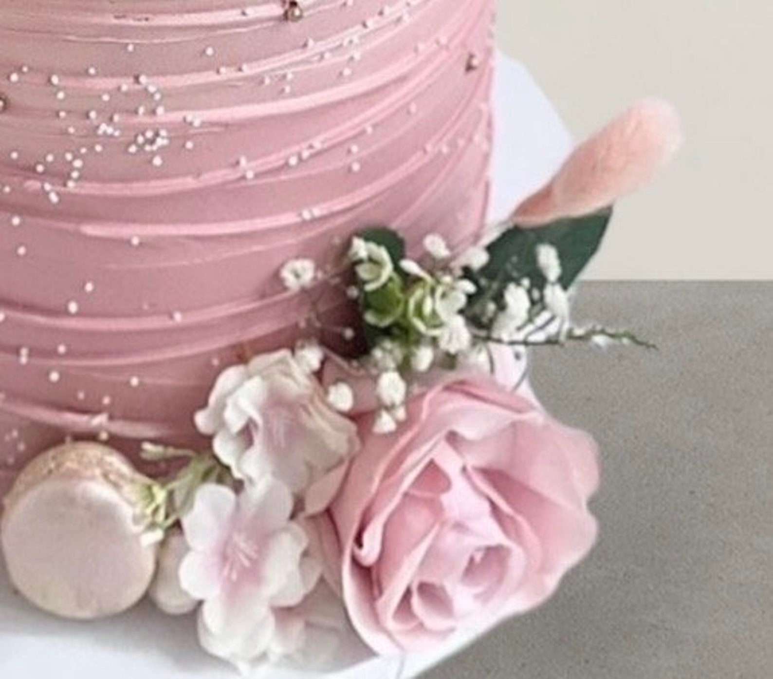 Artificial Pink Rose Gypsophila Eucalyptus Cake Decor - DIY Cake Decor ...