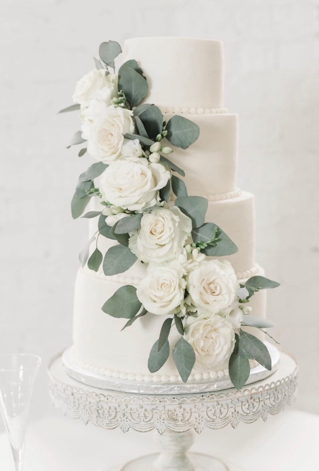 Artificial Rose Eucalyptus Garland Cake Decor - Floral Cake Topper ...