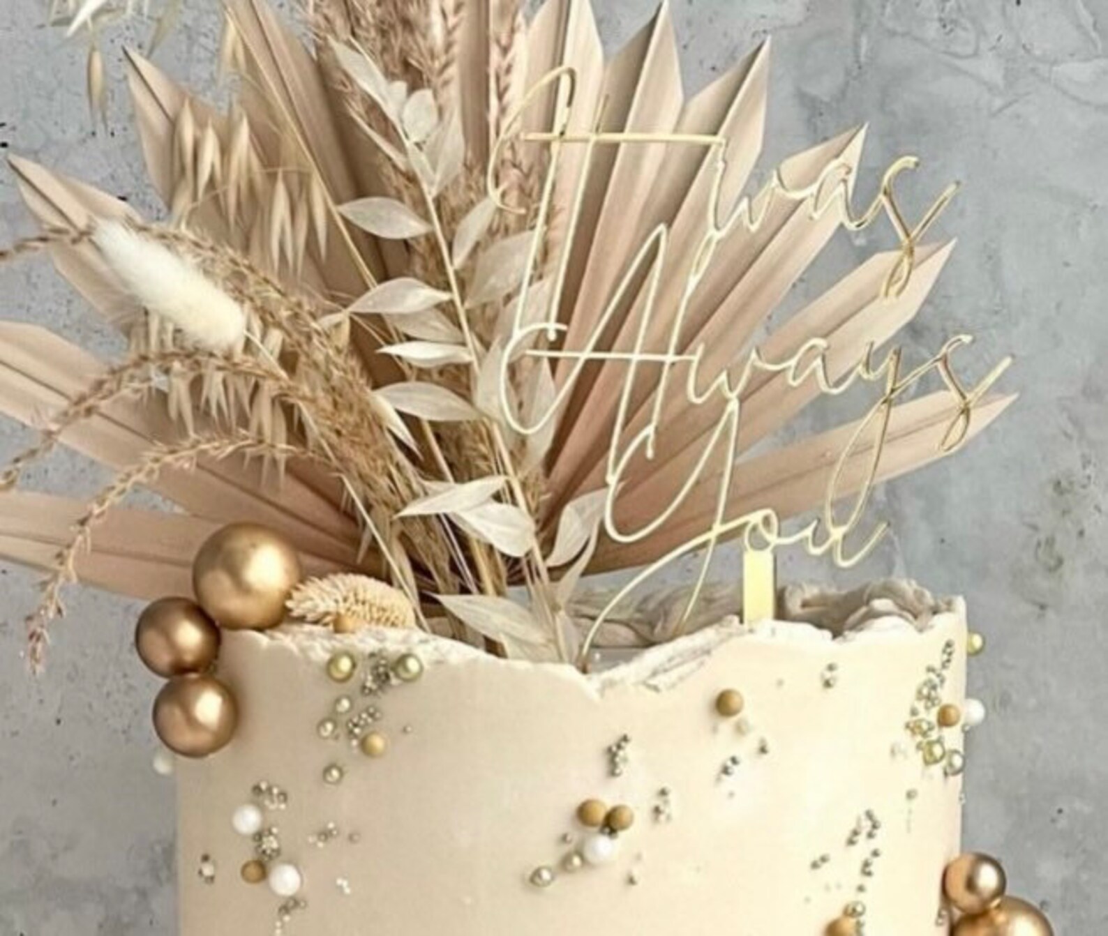 Natural Sun Palm Gold Ball Topper DIY Cake Topper Box Floral - Etsy