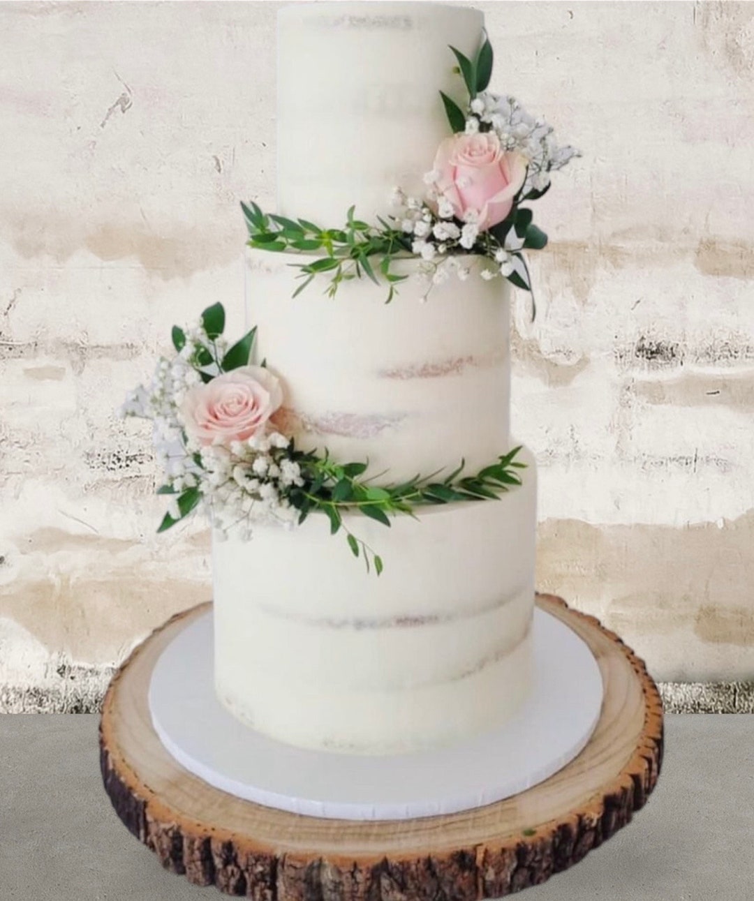 Artificial Greenery Garland Pink Rose Gypsophila Arrangement Cake Decor ...