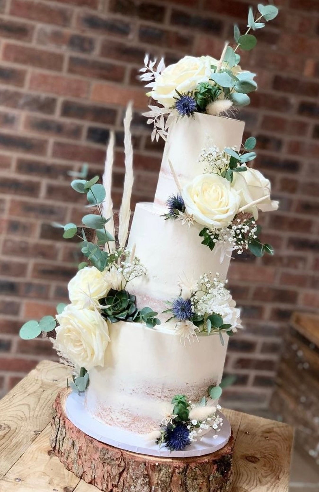 Artificial Eucalyptus White Rose Blue Thistle Gypsophila Flower ...