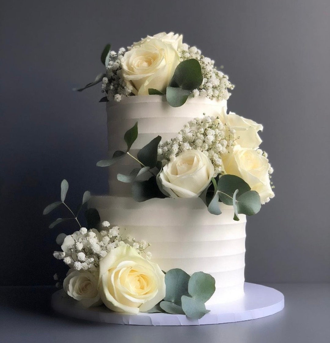 Artificial Eucalyptus Rose Gypsophila Cake Decor - DIY Cake Decor ...