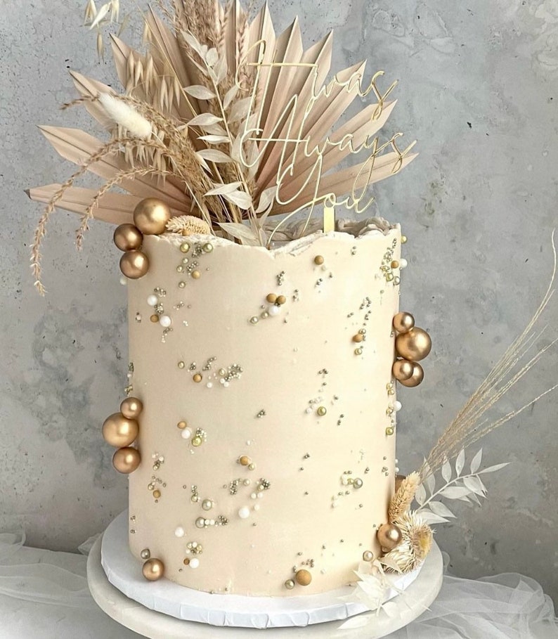 Natural Sun Palm Gold Ball Topper DIY Cake Topper Box Floral - Etsy