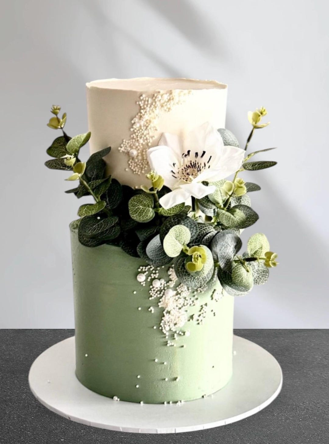 Artificial White Rose Greenery Foliage Eucalyptus Cake Decor - DIY Cake ...