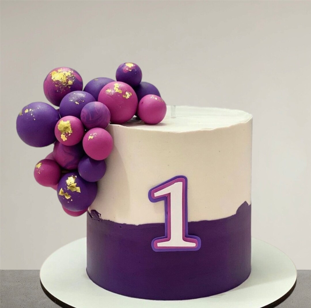 10/20 Purple Hot Pink Ball Topper DIY Cake Topper Birthday Cake Decor ...