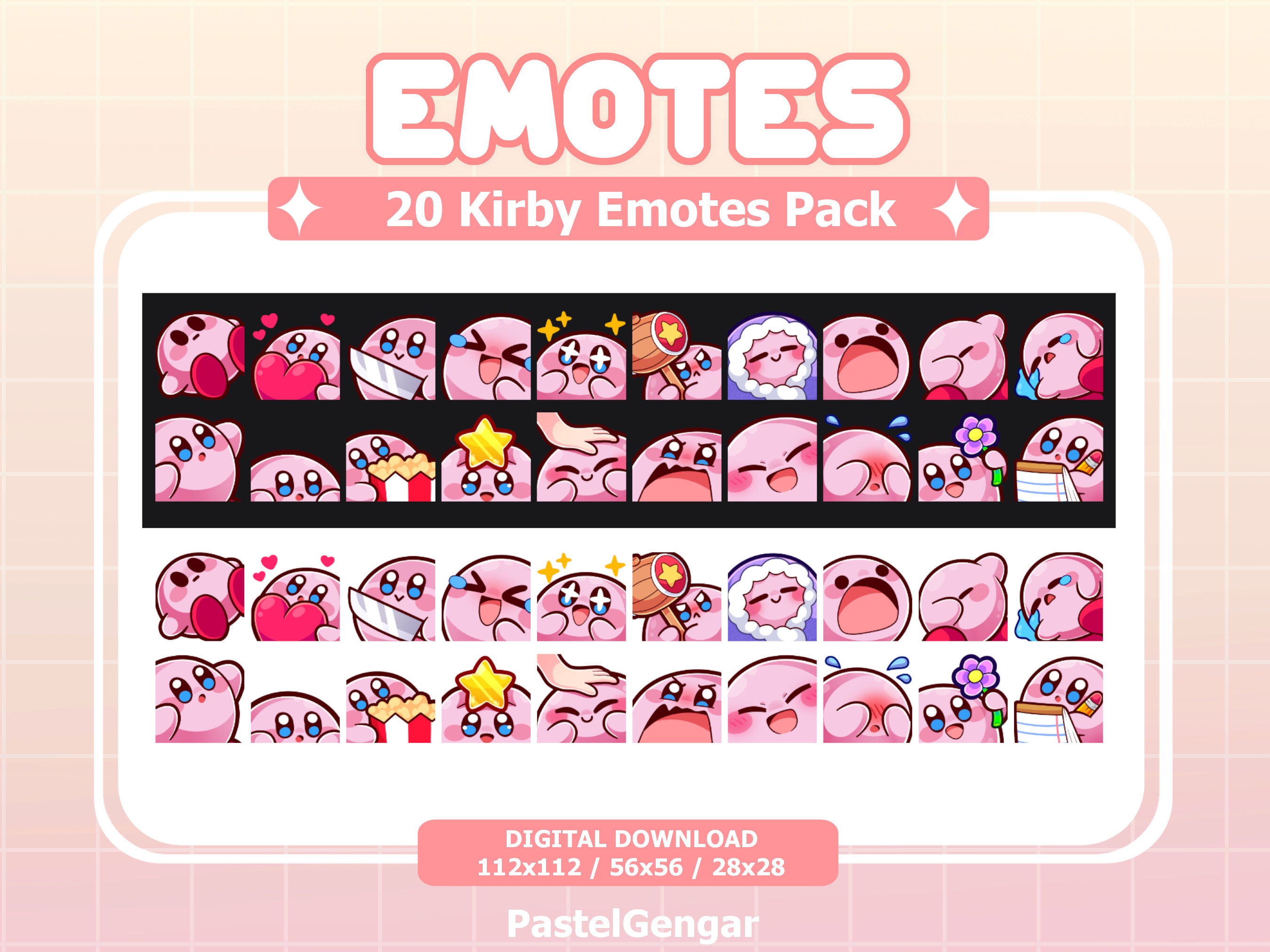 20 Emote Bundle for Twitch Streamers, Discord, Youtube Cute, Kawaii ...