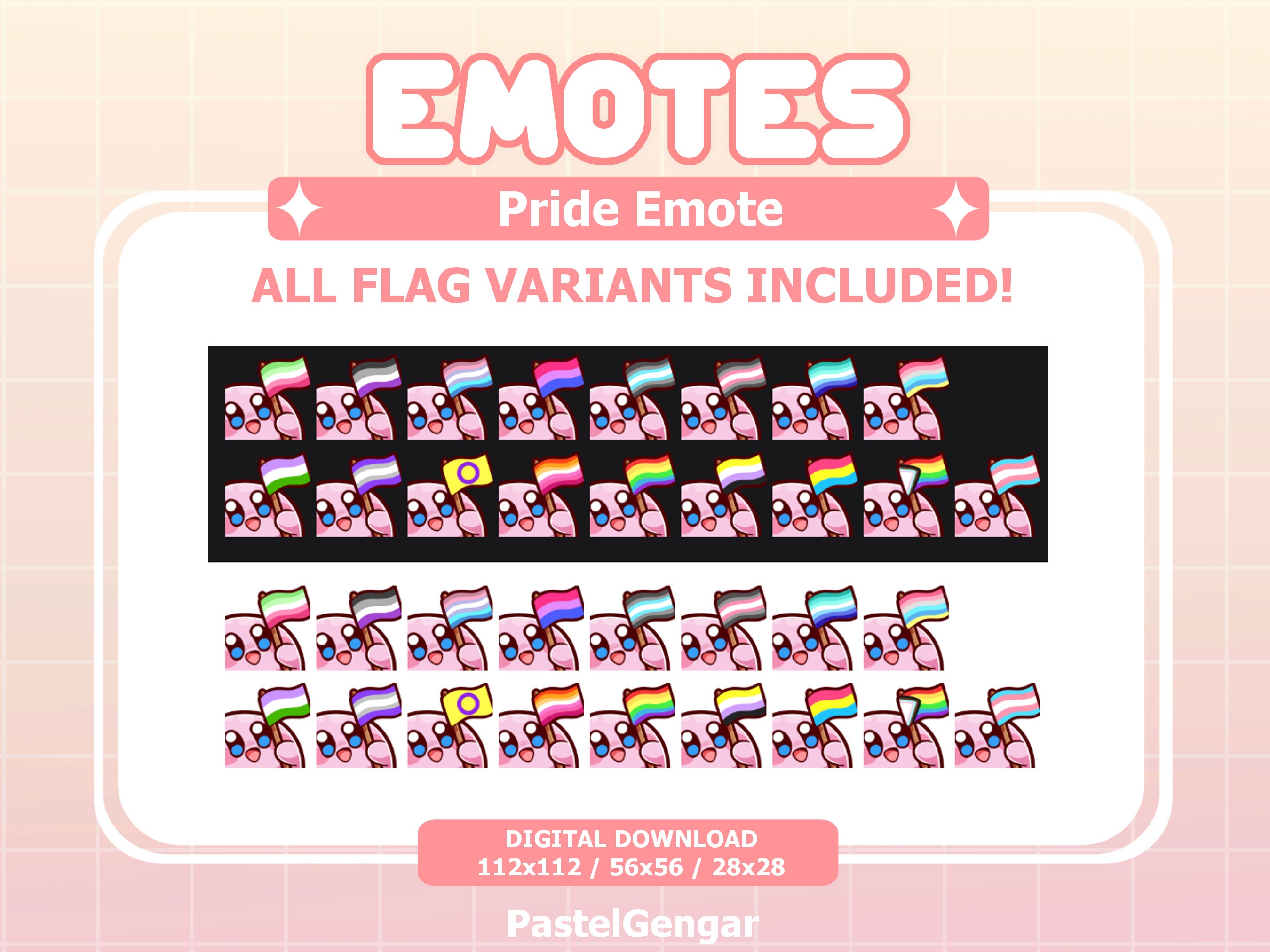 Cute Pride Flag Emotes: Twitch Streamers, Discord, Youtube, Kick ...