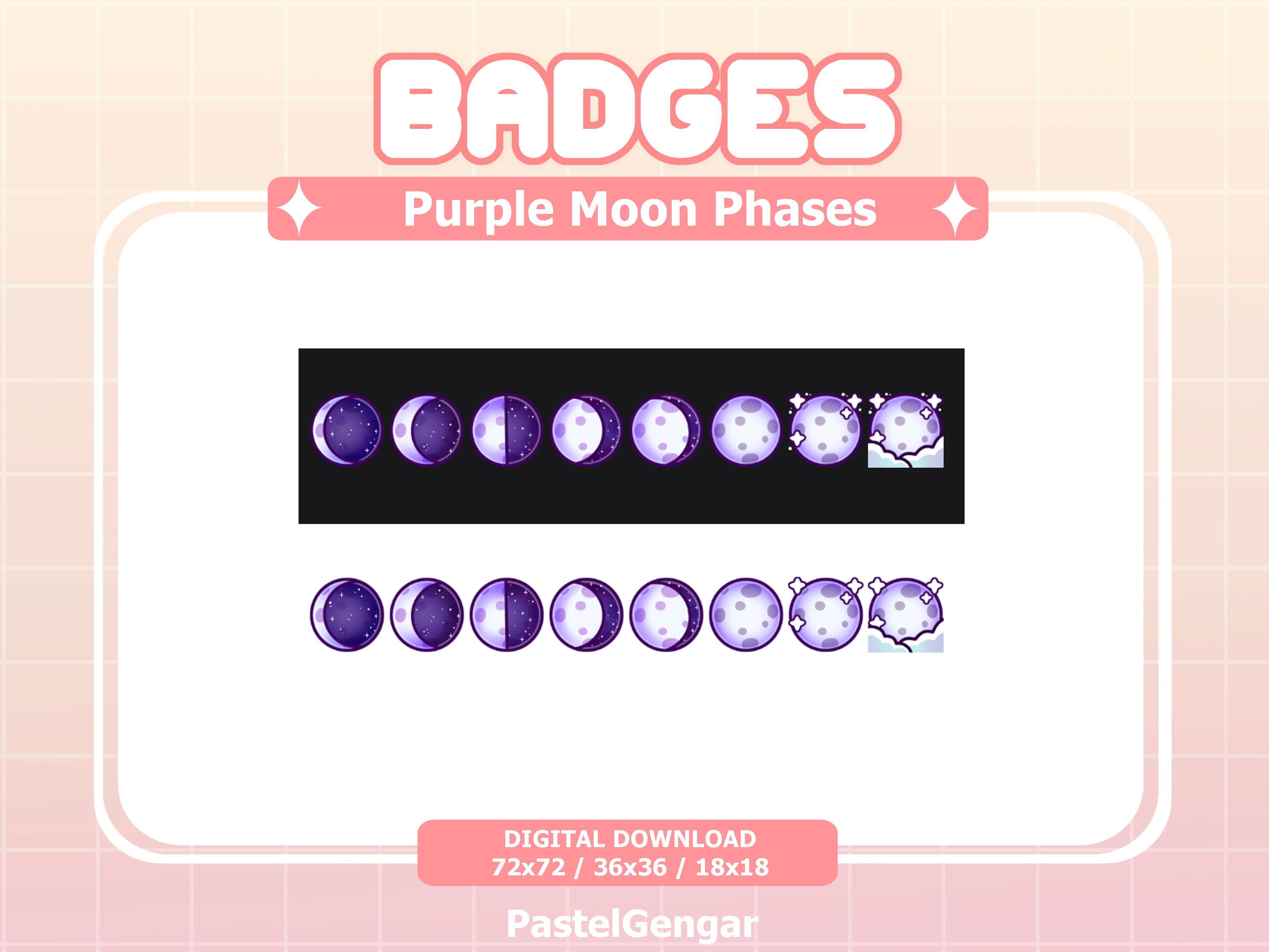 Purple Moon Phase Badges: Twitch Streamers, Discord, Youtube, Kick ...
