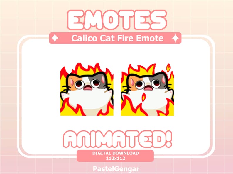 Animated Calico Cat "this is Fine" Emote: Twitch Streamers, Discord ...