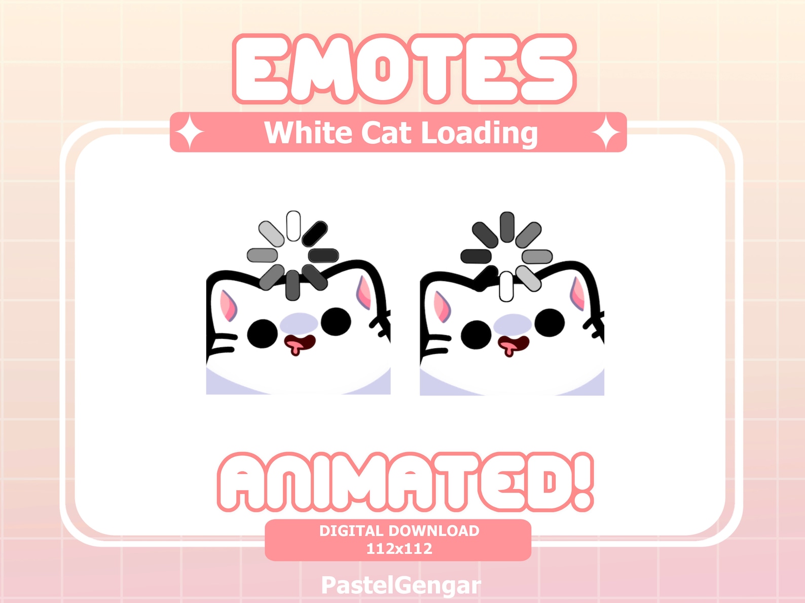 Animated White Cat Loading Emote: Twitch Streamers, Discord, Youtube ...