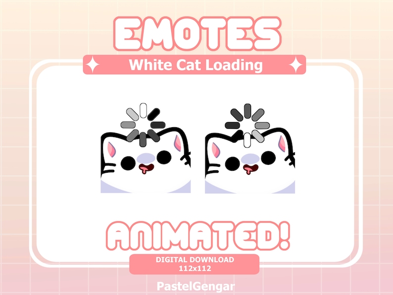 Animated White Cat Loading Emote: Twitch Streamers, Discord, Youtube ...