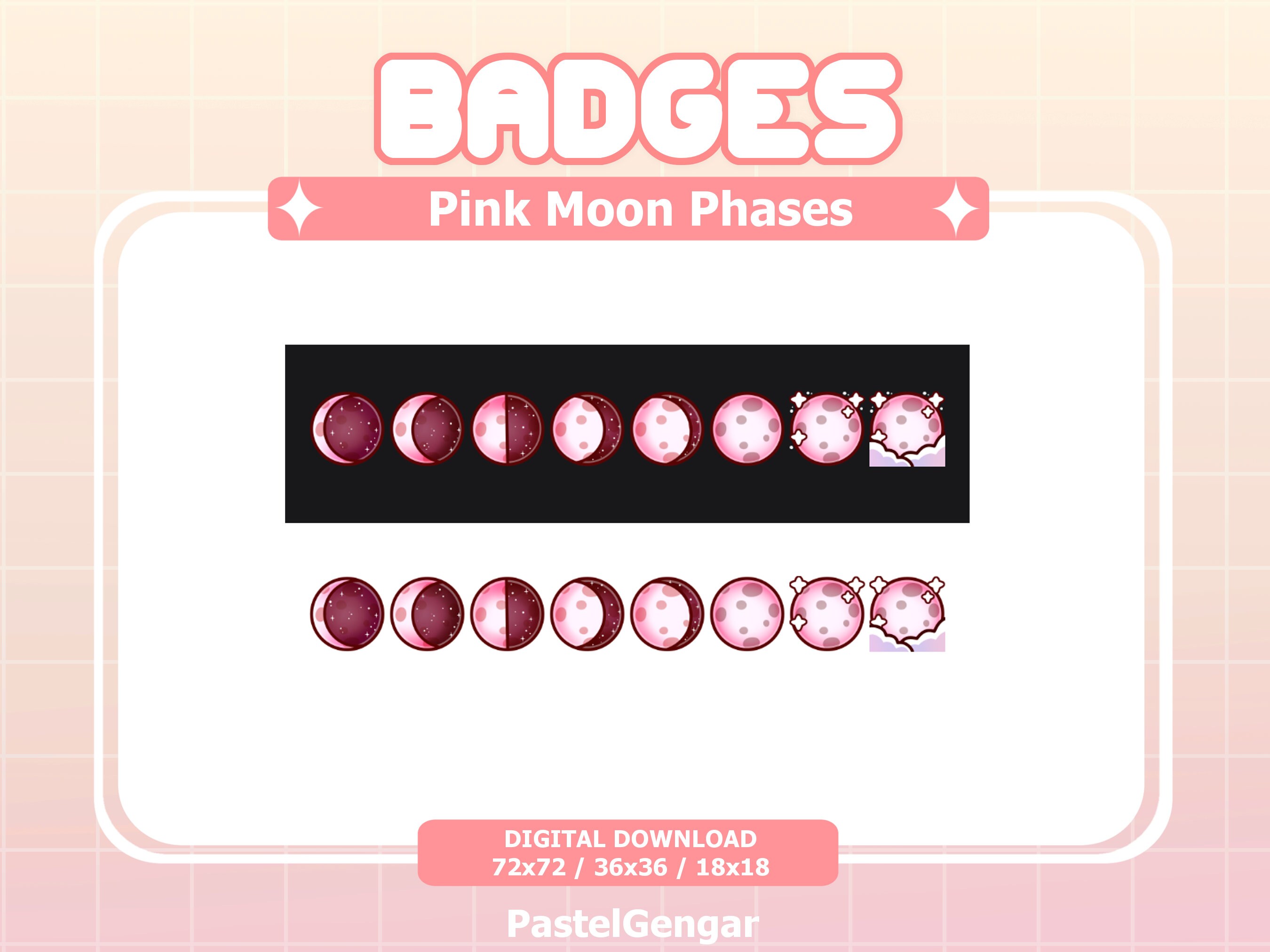 Pink Moon Phase Badges for Twitch Streamers, Discord, Youtube, Kick ...