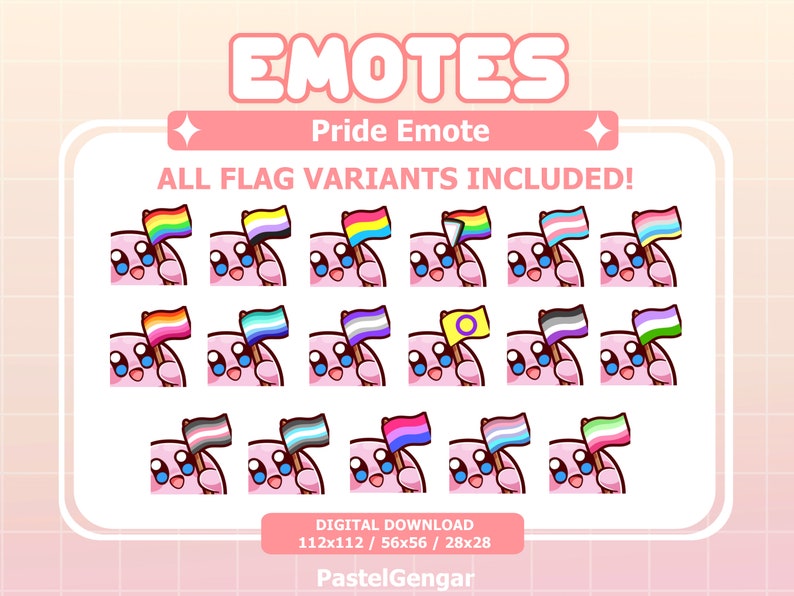 Cute Pride Flag Emotes: Twitch Streamers, Discord, Youtube, Kick ...