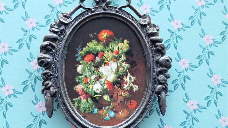 Vintage Italian Metal Floral Swag Frame Lovely Bronze Patina | Etsy