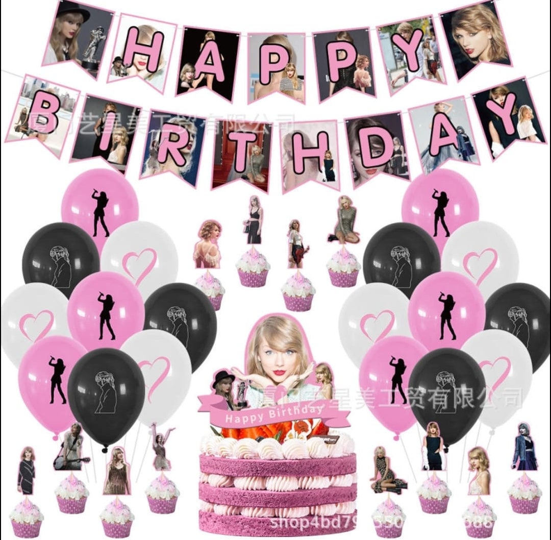 Taylor Swift Happy Birthday Supplies Set Birthday Cake Banner for Kids ...
