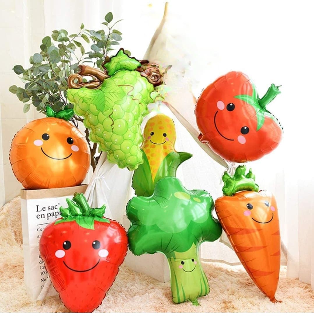 Vegetable and Fruit Cartoon Fun Happy Birthday Set Party Decoration ...