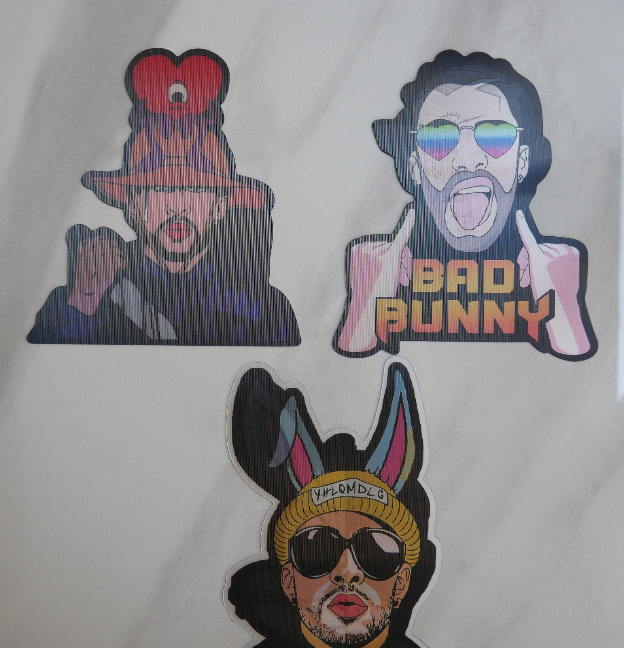 Bad Bunny 3D Holographic Moving Flip Car Window Sticker, Bumper Sticker ...