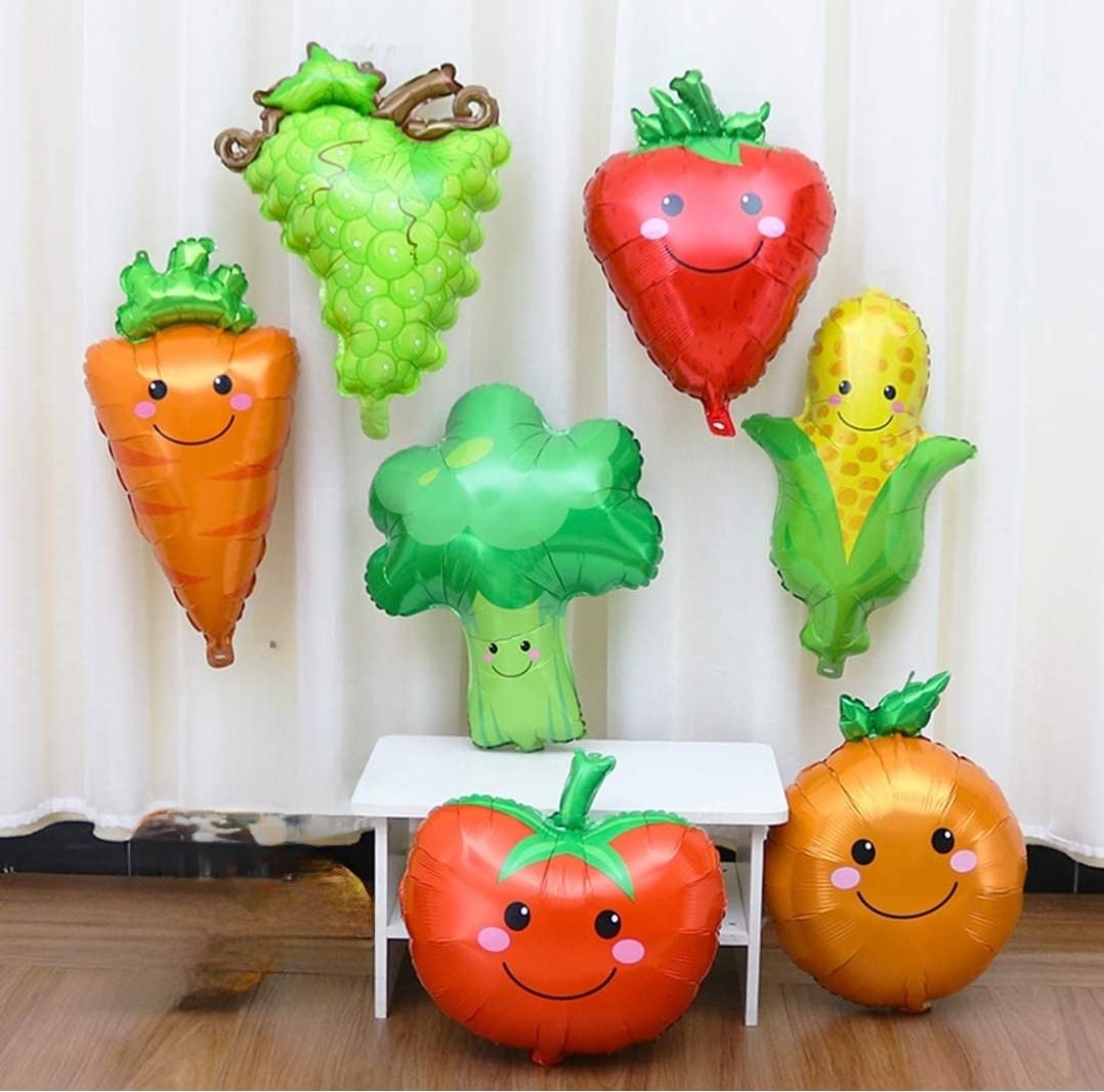 Vegetable and Fruit Cartoon Fun Happy Birthday Set Party Decoration Balloons for Kids Fast ...