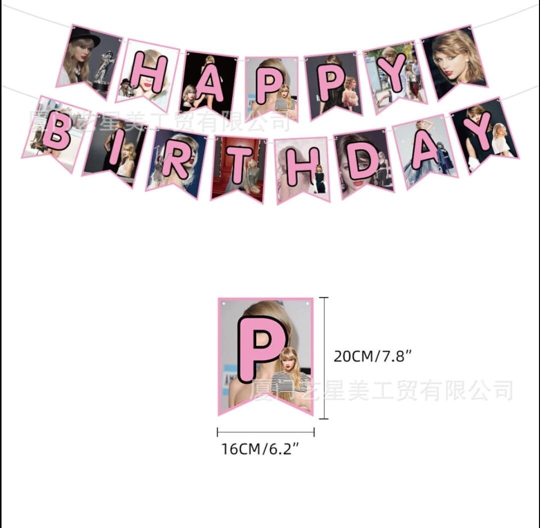 Taylor Swift Happy Birthday Supplies Set Birthday Cake Banner for Kids ...
