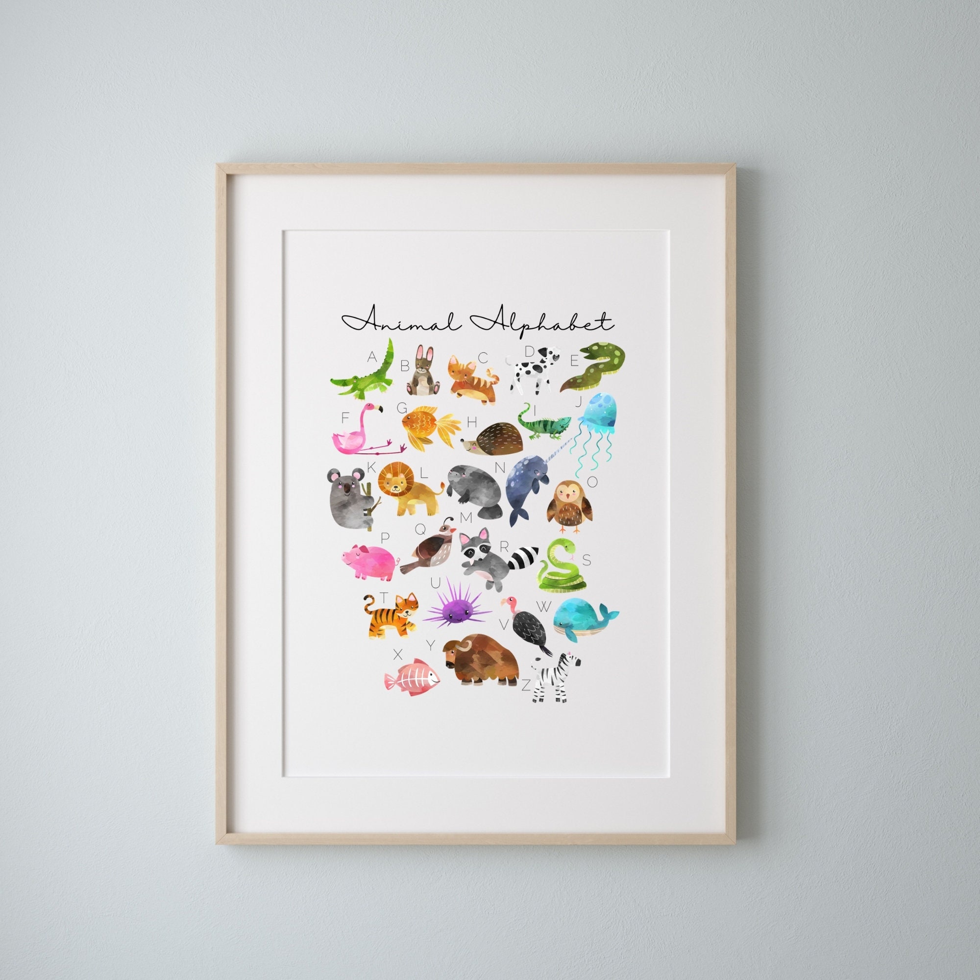 3 in 1 Animal Alphabet Posters Watercolor Alphabet Poster - Etsy