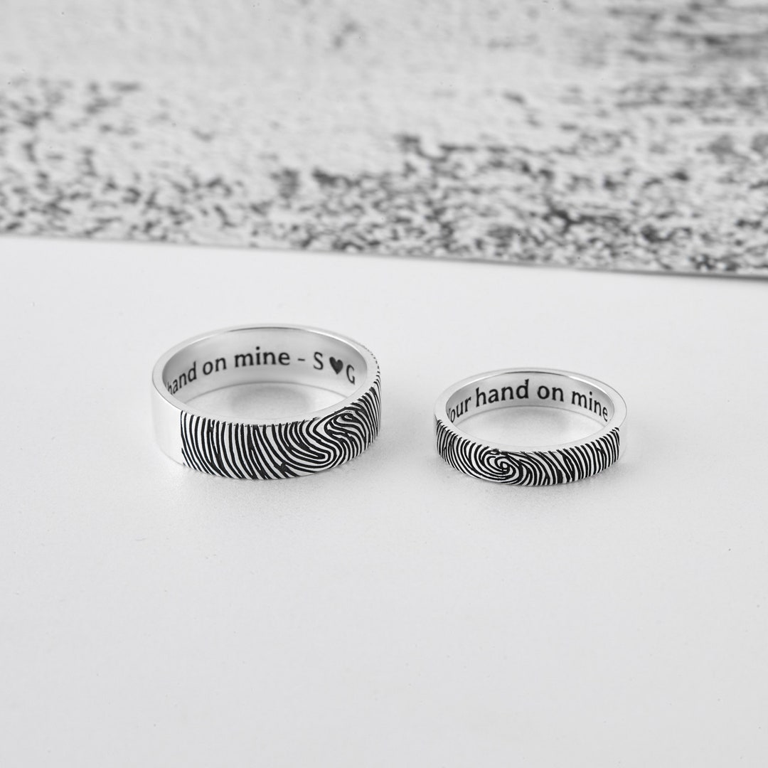 STERLING SILVER Fingerprint Ring Thumbprint Ring Fingerprint - Etsy