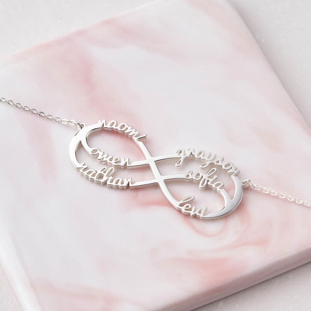 6 Grandchildren Necklace, 5 Grandkids, Infinity Necklace With Names ...