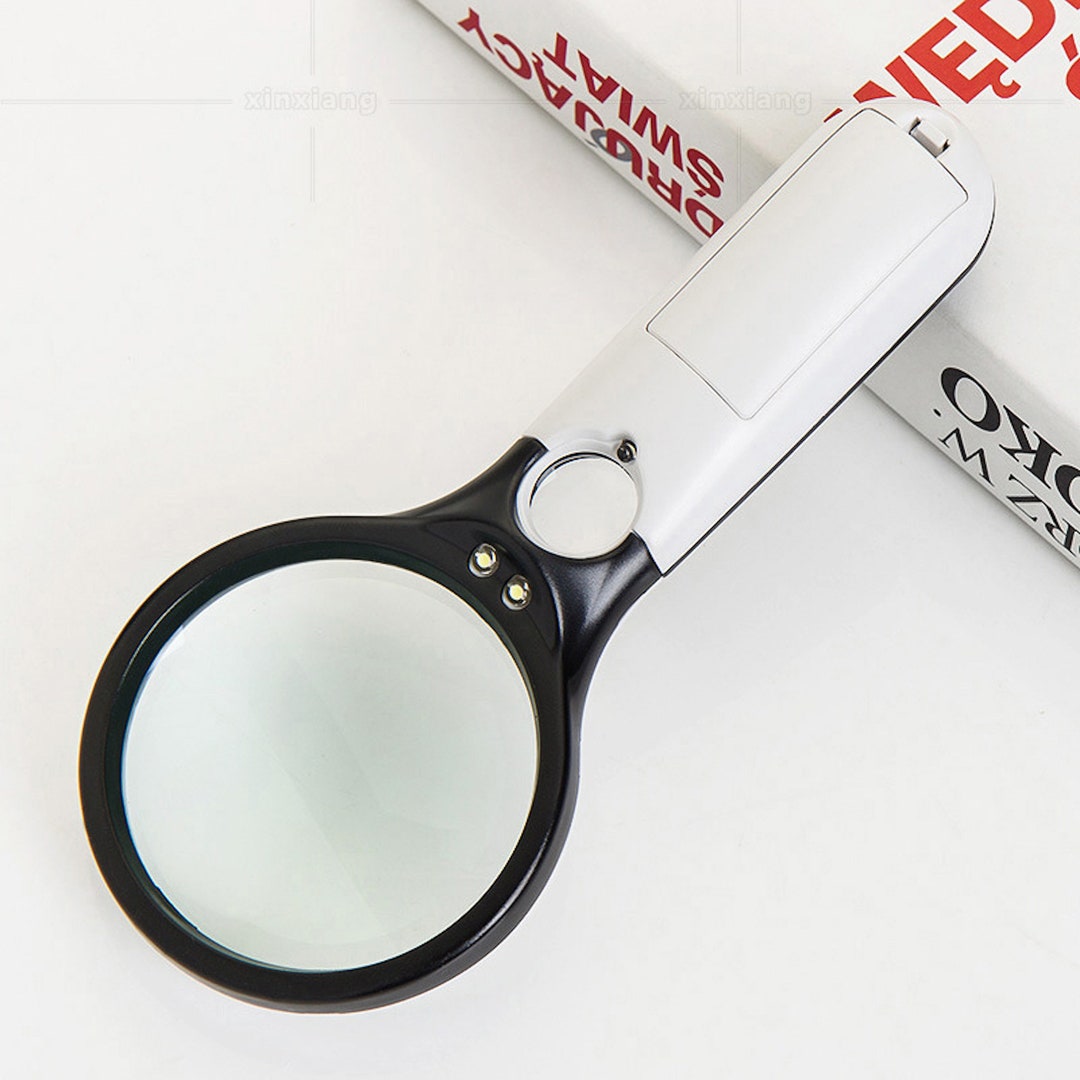 Handheld LED Magnifier: Dual Lens 3x/45x - Etsy