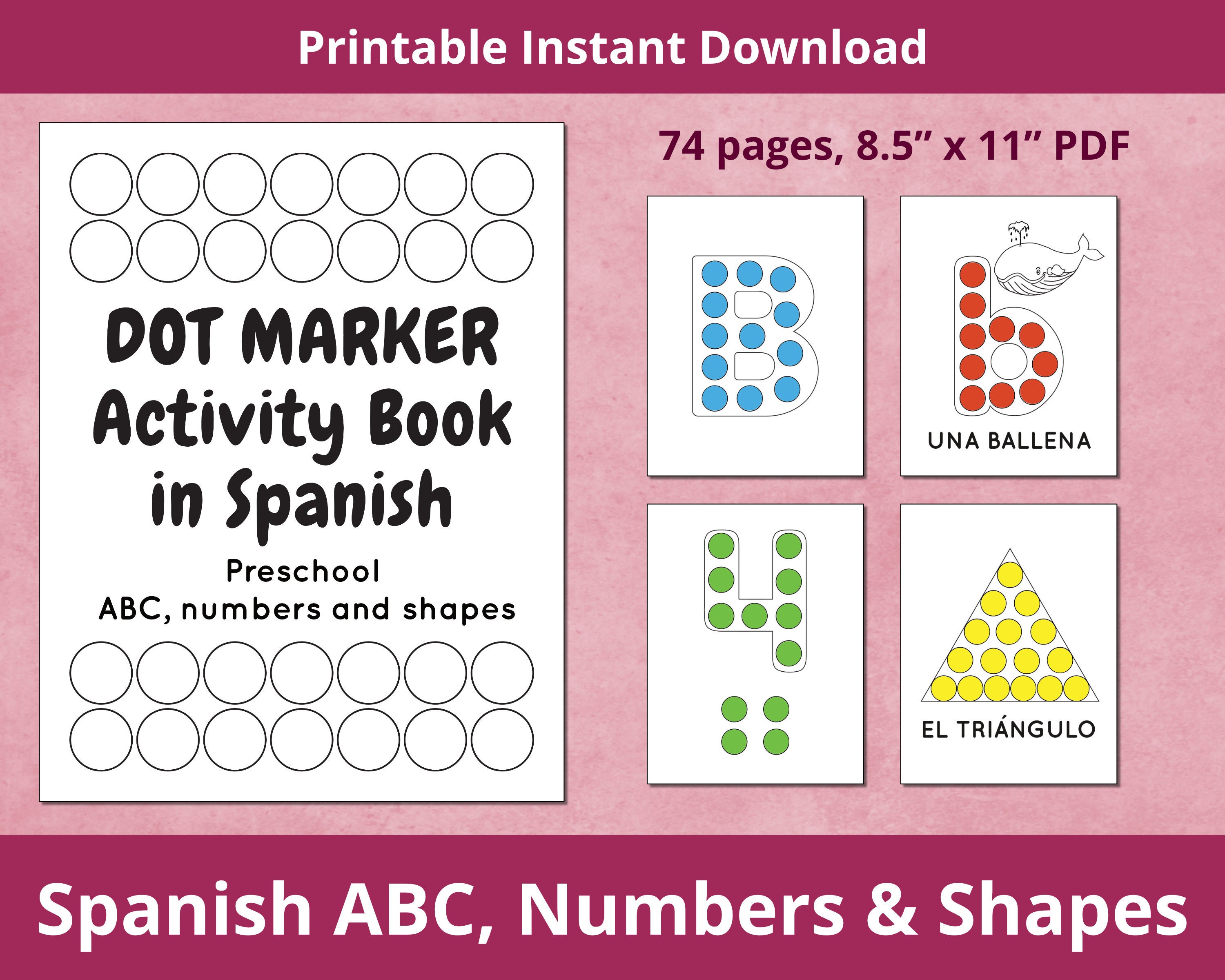 Spanish Dot Marker Printable Do A Dot Activity Coloring Pages | Etsy