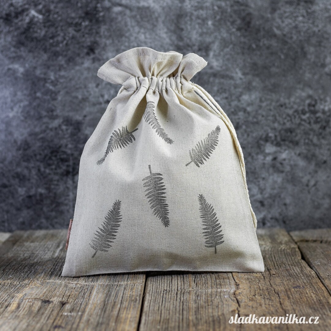 Linen Bag Bracken, Forest Inspired, Rustic Home Decor, Reusable Cloth ...