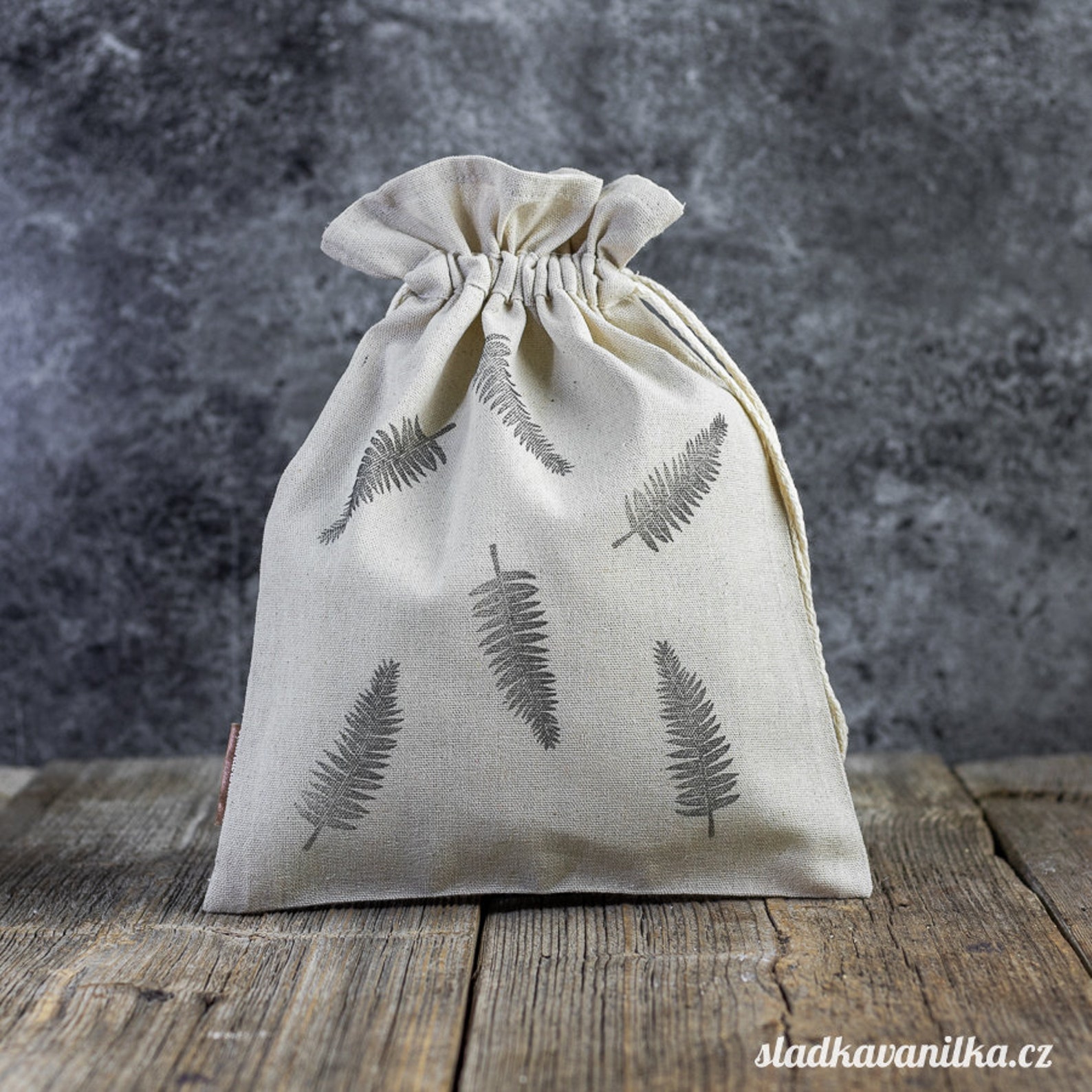 Linen Bag Bracken, Forest Inspired, Rustic Home Decor, Reusable Cloth ...