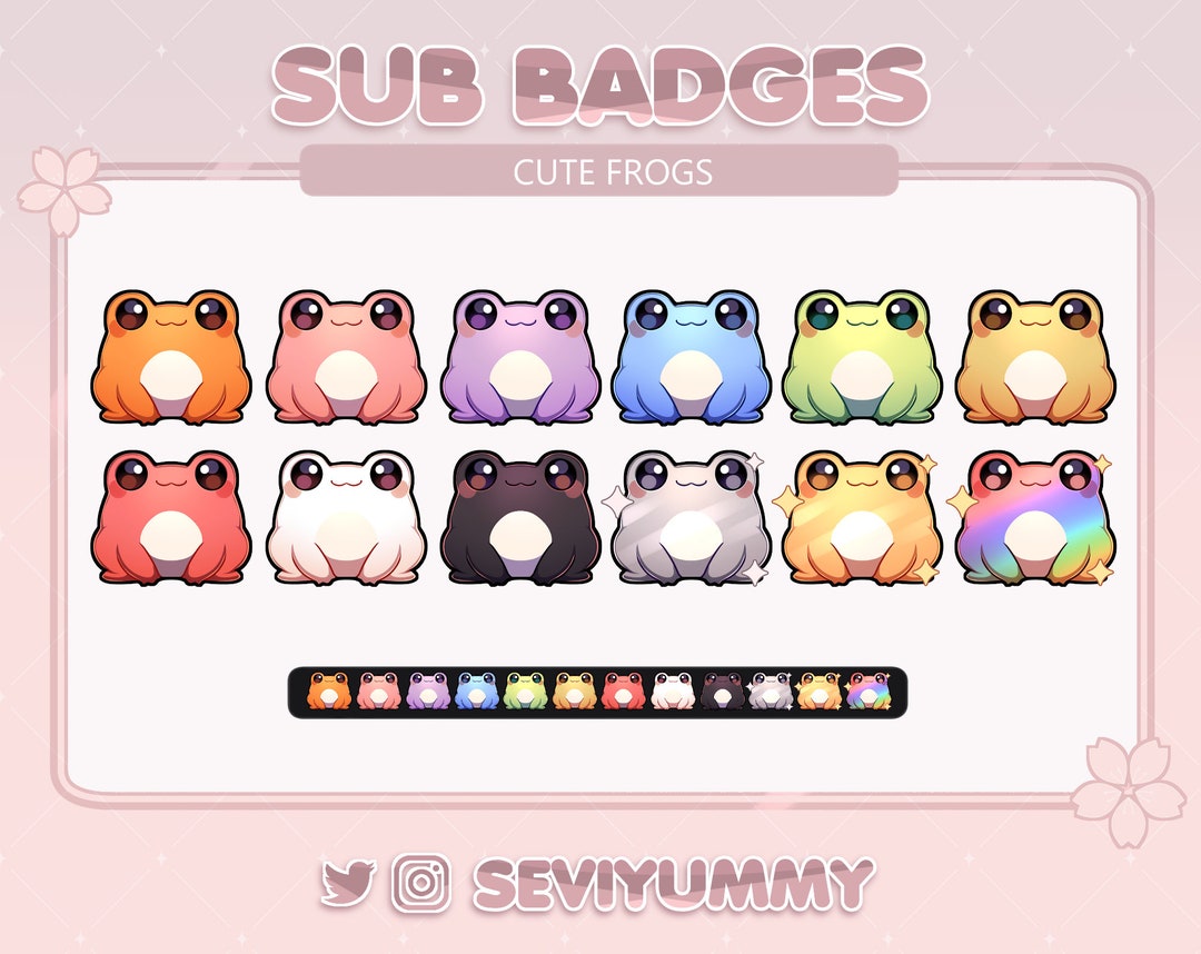 12 Twitch Sub Badges | Frogs | Animal | Kawaii | Cute | Stream - Etsy