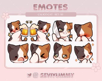 Cute Cat Emote Pack Set - Chibi Cat - Kawaii - Neko, Kitty | Gaming ...