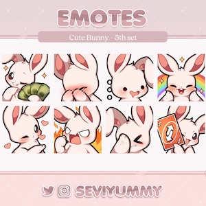 Set #5 White Bunny Emotes (twitch/discord) - Kawaii - Rabbit - Usagi - Etsy