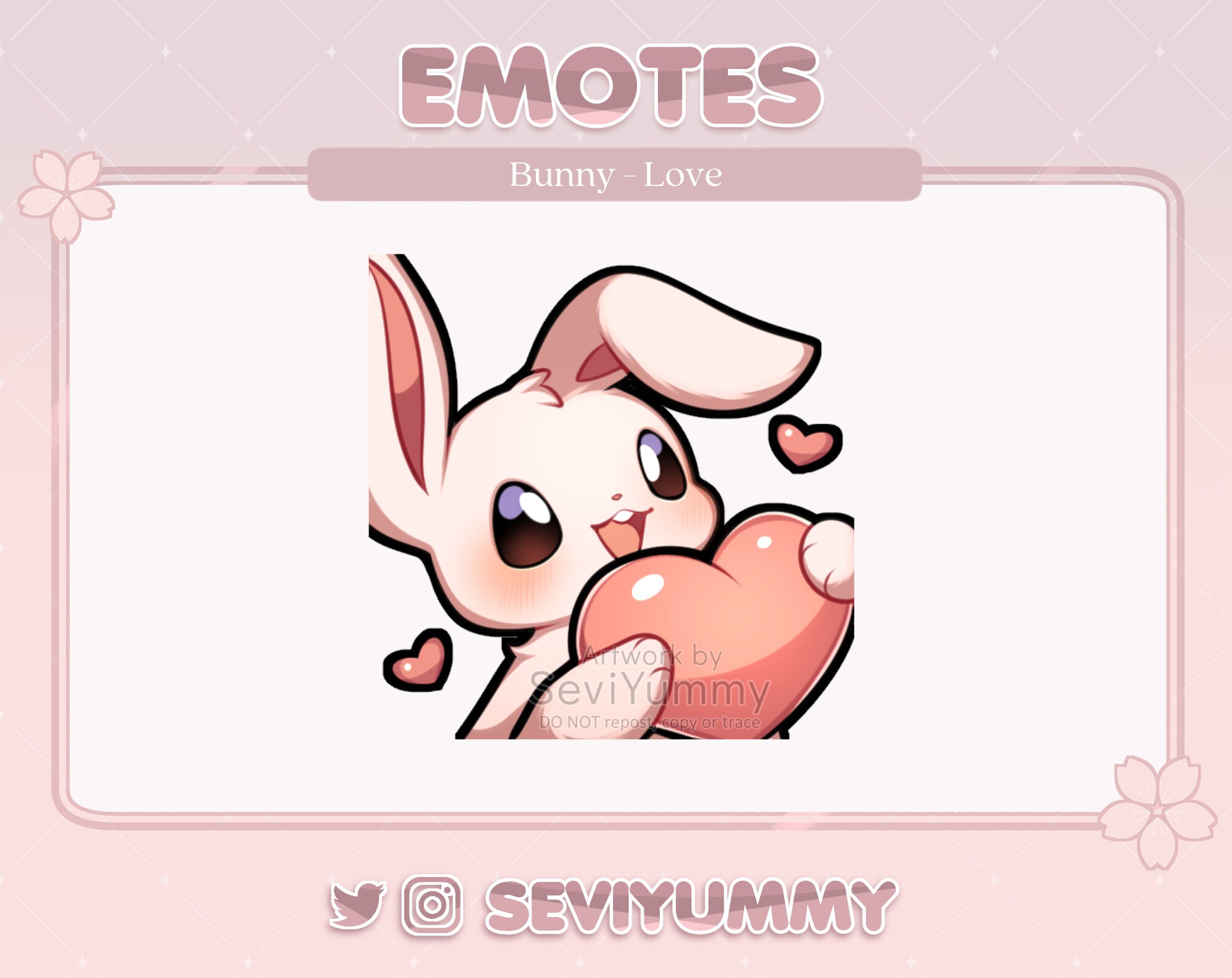 Bunny Heart Emote twitch/discord Kawaii Rabbit Love Cute - Etsy