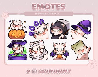 HALLOWEEN Orange Cat Emotes twitch/discord Kawaii Kitty Neko Spooky - Etsy