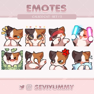 Set #5 Calico Cat Emotes (twitch/discord) - Kawaii - Kitty - Neko - Etsy