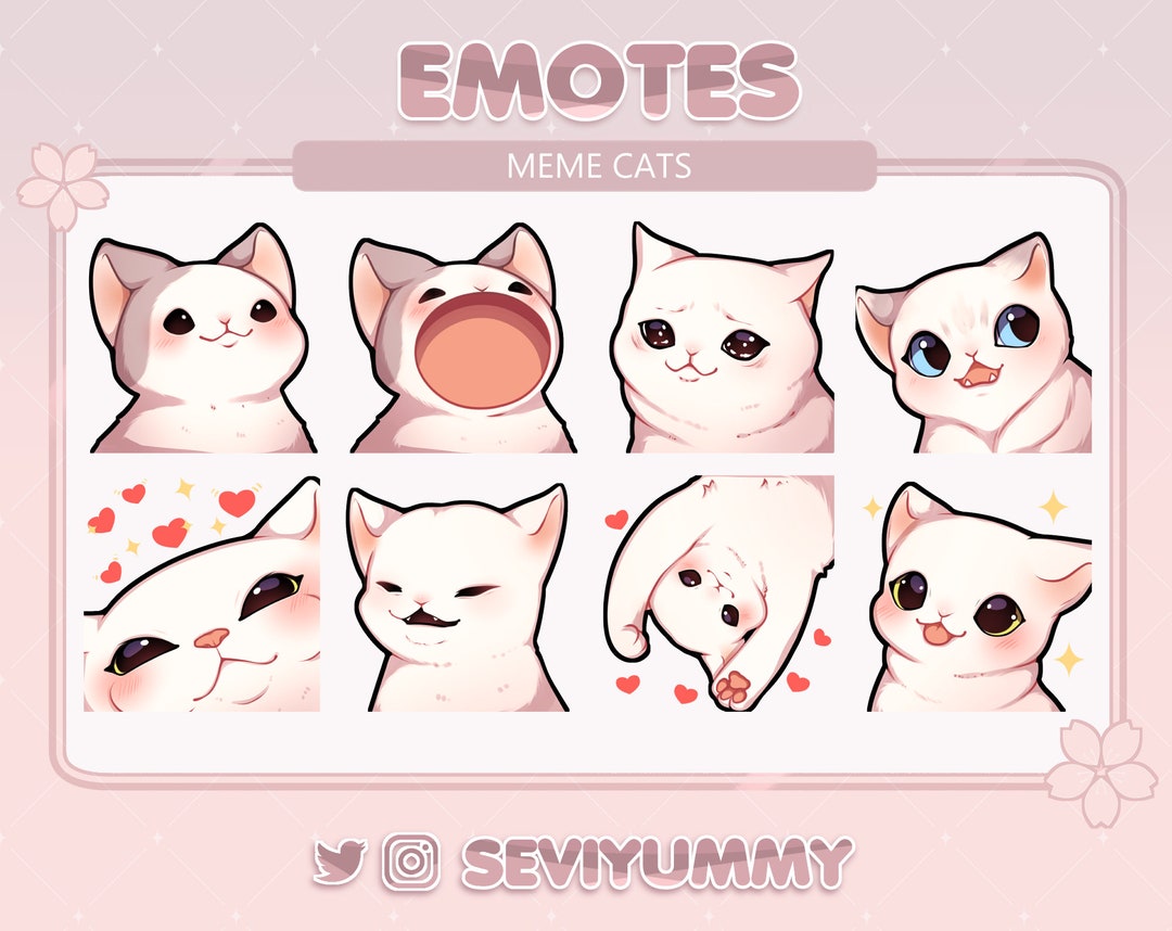 Meme Cat Emotes (twitch/discord) - Kawaii - Kitty - Neko - Funny - Etsy