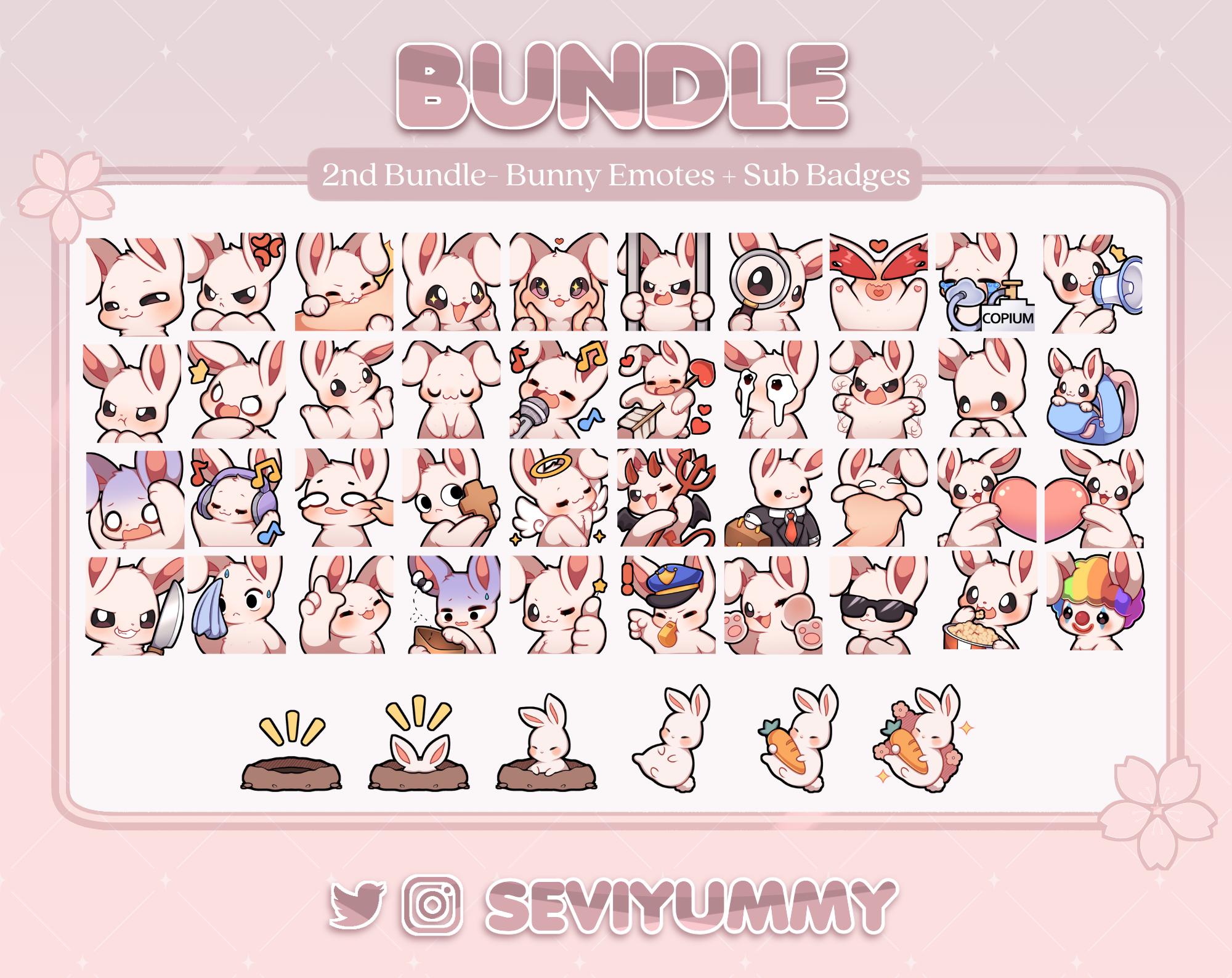 2nd Bunny Bundle Pack - 40 Emotes & 6 Sub Badges (twitch/discord) - Etsy