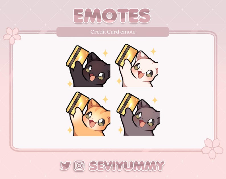 Credit Card Cat Emote: Kawaii Kitty for Twitch/discord - Etsy