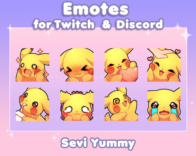 Pikachu Emotes Pokemon Twitch/Discord | Etsy