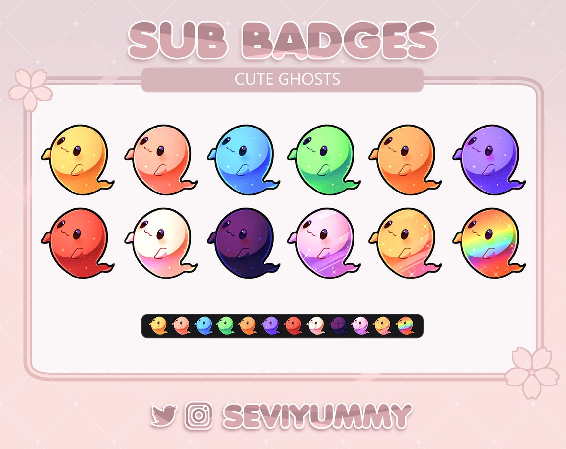 12 Twitch Sub Badges Ghost Kawaii Pretty Cute Stream - Etsy