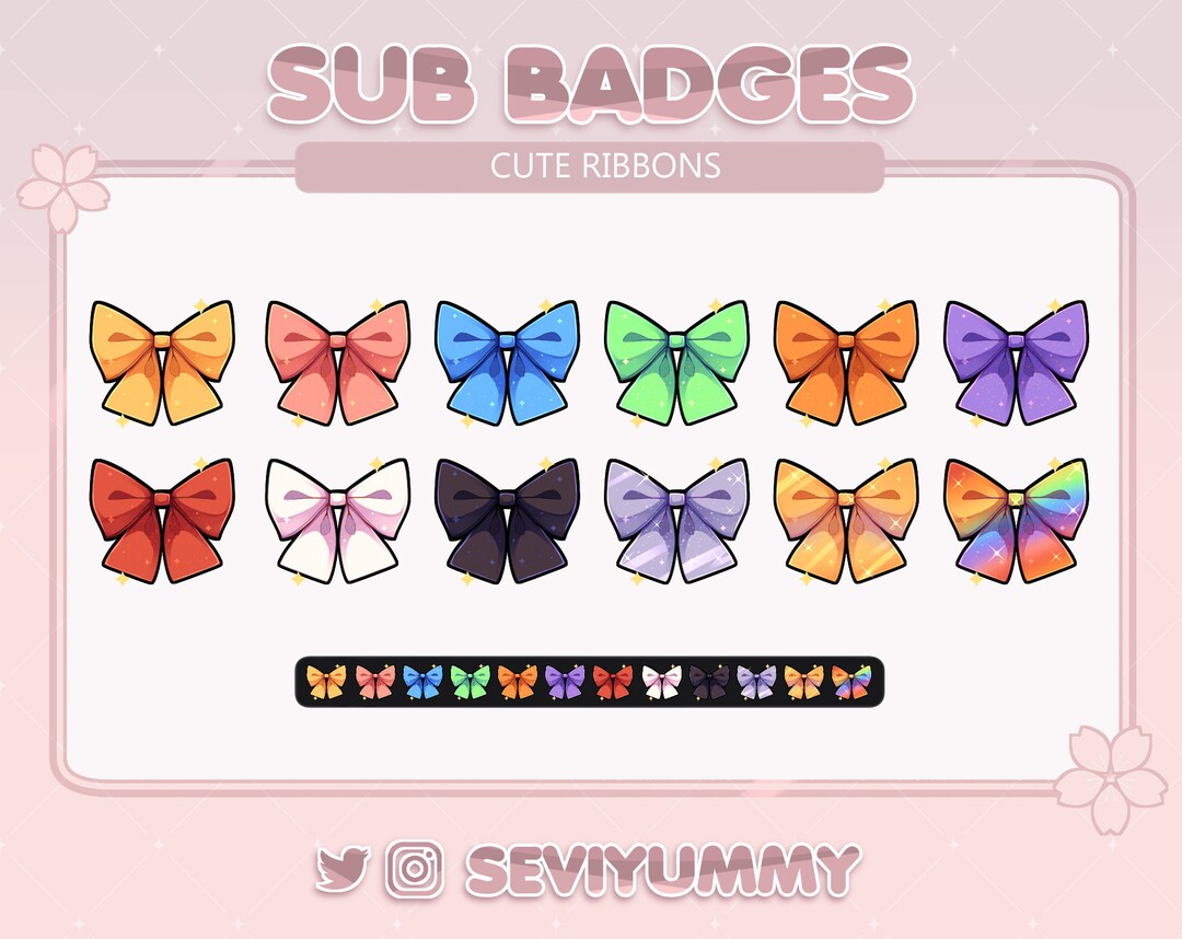 12 Twitch Sub Badges | Ribbon | Kawaii | Pretty | Cute | Stream - Etsy