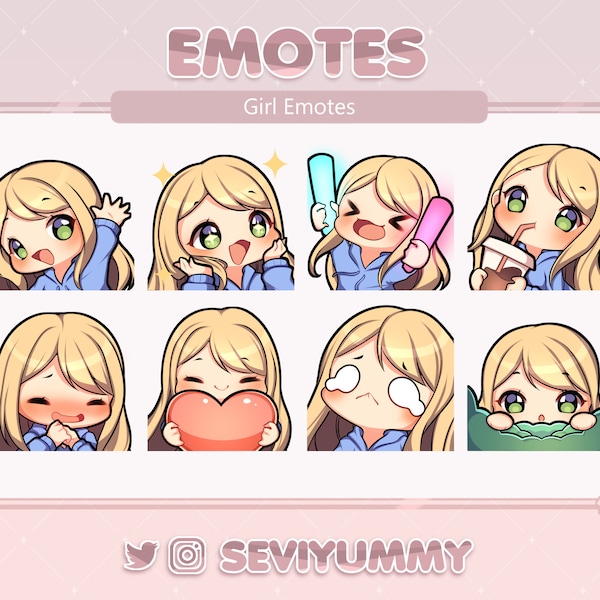 Green Hair Girl Twitch Emotes - Etsy