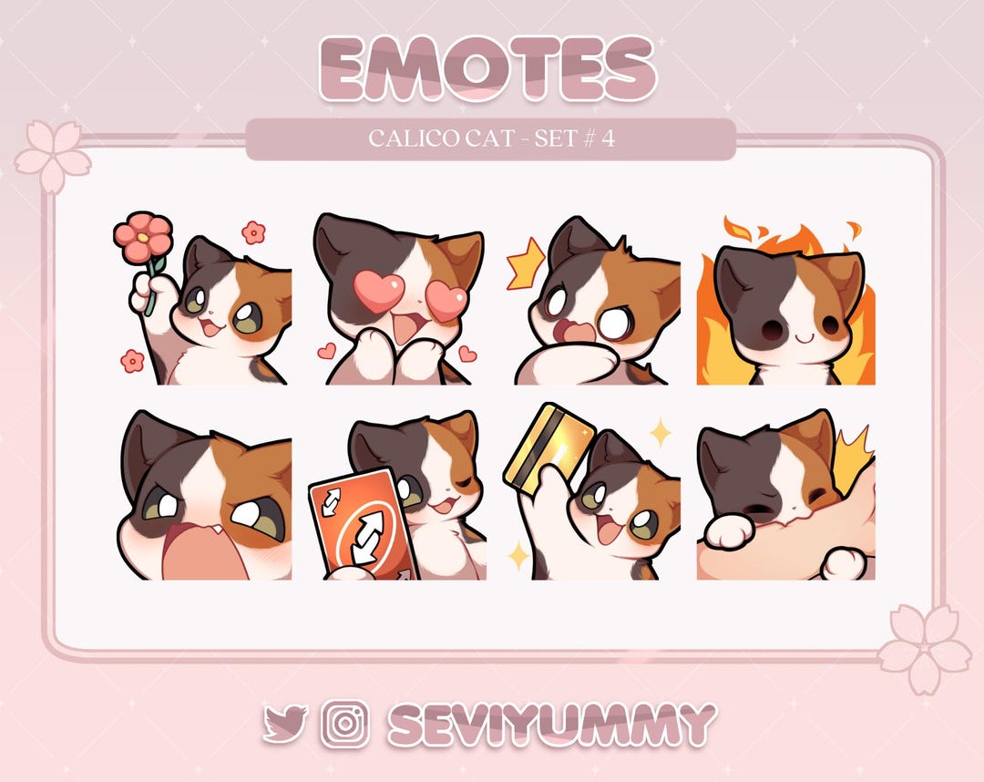 Set #4 Calico Cat Emotes (twitch/discord) - Kawaii - Kitty - Neko - Etsy