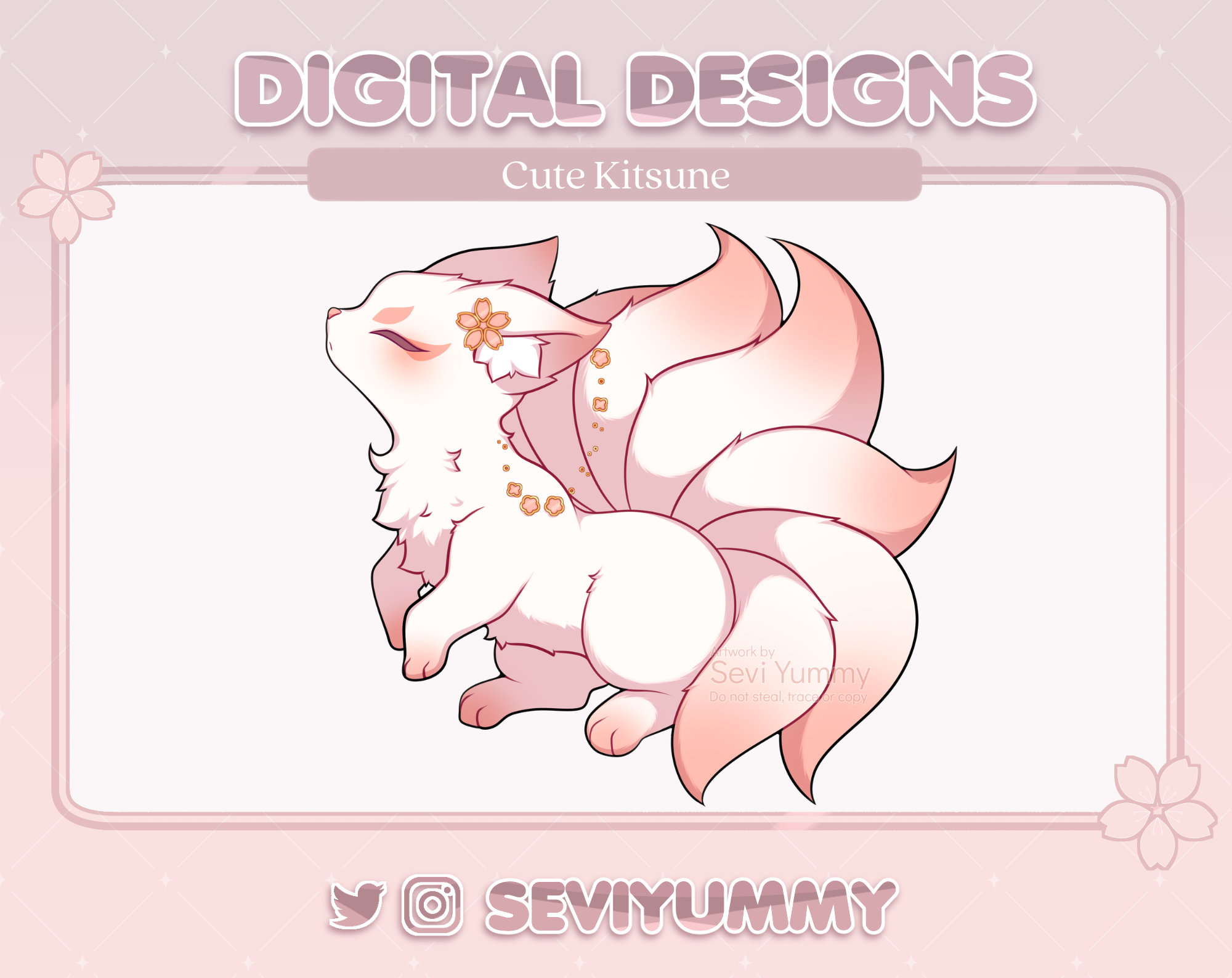 Cute Kitsune Digital Asset - Instant Download - for Personal and ...