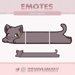 Gato alargado - gris - emote (Twitch/Discord) - Kawaii - Gatito - Neko ...