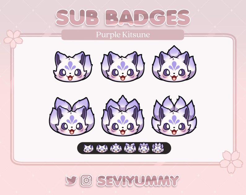 6 Twitch Sub Badges | Kitsune | Fox | Japanese | Pretty | Kawaii | Cute ...