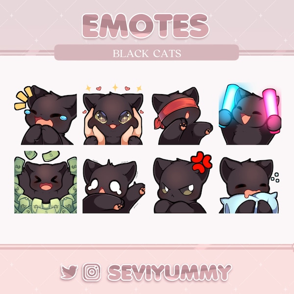 Black Kitty Twitch Emotes - Etsy