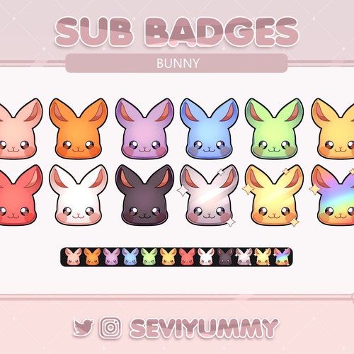 6 Twitch Sub Badges Bunny Rabbit Pretty Kawaii Cute - Etsy
