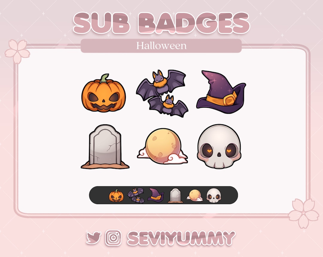 Halloween Twitch Sub Badges | Kawaii Spooky Stream Icons (digital ...